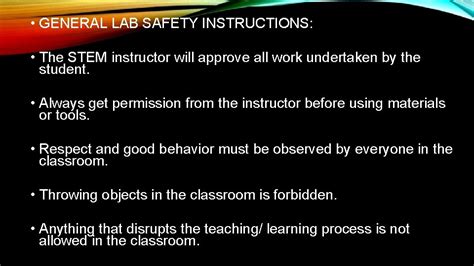 Stem Safety General Lab Safety Instructions The Stem