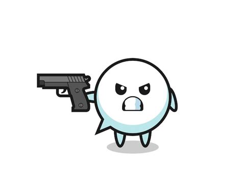 Premium Vector The Cute Speech Bubble Character Shoot With A Gun