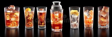 On A Dark Backdrop A Collection Of Cocktail Accessories With A Shaker