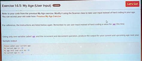 In Java Formatt Lets Go Exercise 165my Ageuser Inputgm Refer To Your