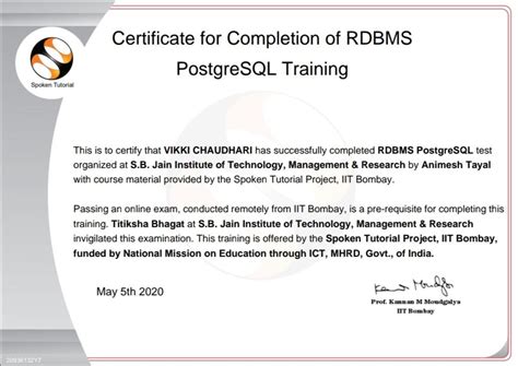 Iitbombay Postgres Sqldatabase Vikki Chaudhari