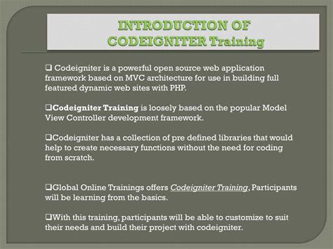 PPT Codeigniter Training Best Codeigniter Online Training GOT PowerPoint Presentation ID