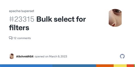 Bulk Select For Filters · Issue 23315 · Apache Superset · Github