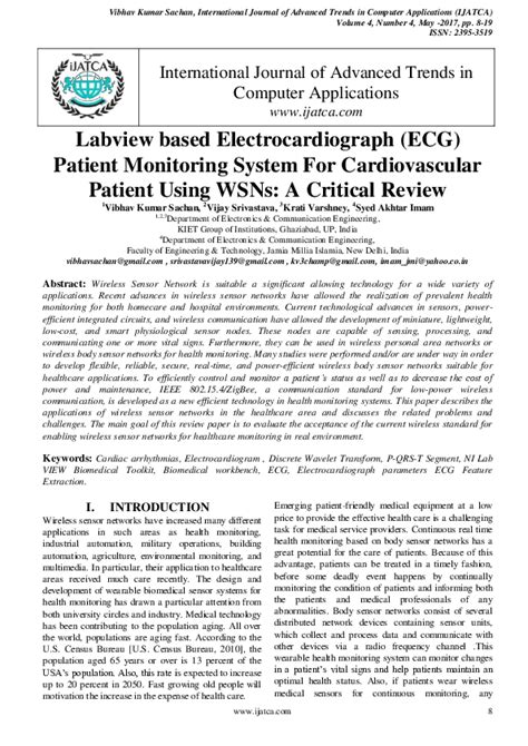 Pdf Labview Based Electrocardiograph Ecg Patient Monitoring System