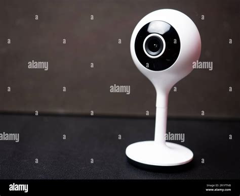 Picture Of A White Table Top Ip Cctv Camera With Modern Design Stock