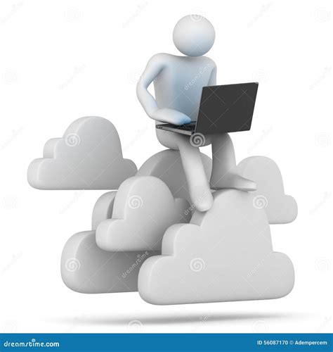 man sitting on cloud computing symbol stock illustration illustration of connection sign