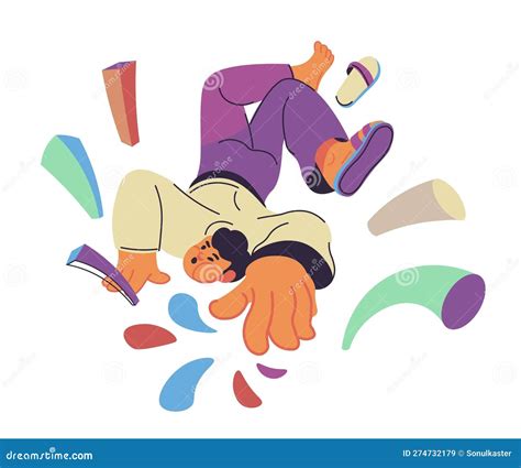 Falling Down Personage Stepping Over Vector Stock Illustration