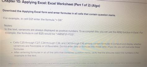 Solved Chapter 10 Applying Excel Excel Worksheet Part 1