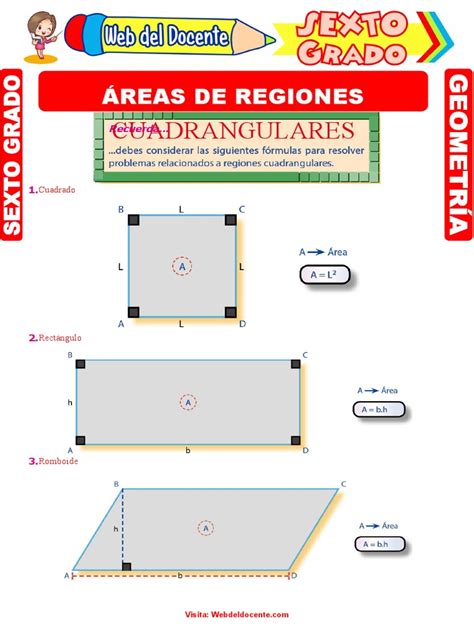 Áreas De Regiones Cuadrangulares Para Sexto Grado De Primaria Pdf