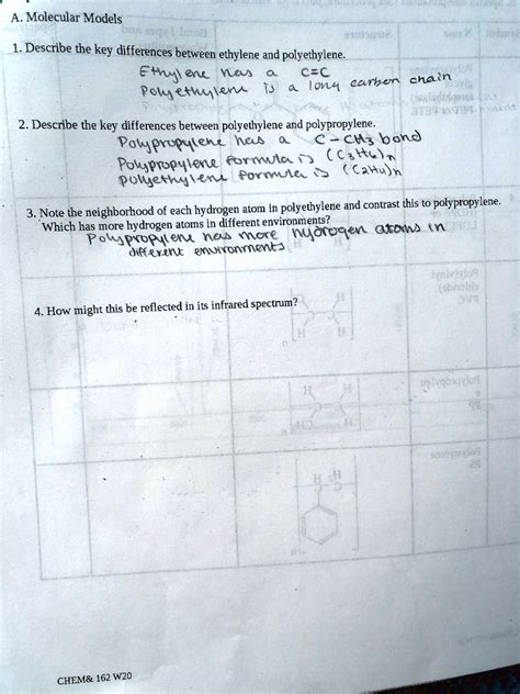 A Molecular Models 1 Describe The Key Differences Between Ethylene And Polyethylene Ets E Mels
