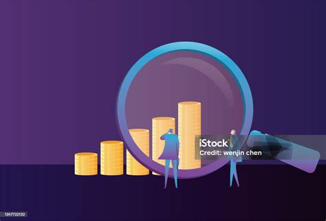 두 명의 사업가가 돋보기 내부의 부의 증가를 지켜보고 있습니다 막대 그래프에 대한 스톡 벡터 아트 및 기타 이미지 막대 그래프 사람들 인포그래픽 Istock