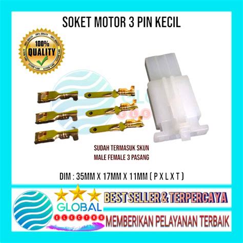 Soket Motor 3 Pin Kecil Skun Male Female Konektor Motor 3 Pin Kecil Lazada Indonesia