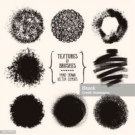 지저분한 텍스처 거친 패턴 브러쉬 스트로크 디자인 서식 파일 컬렉션입니다 추상적인 벡터 클립 아트 세트 흰색 배경에 고립입니다