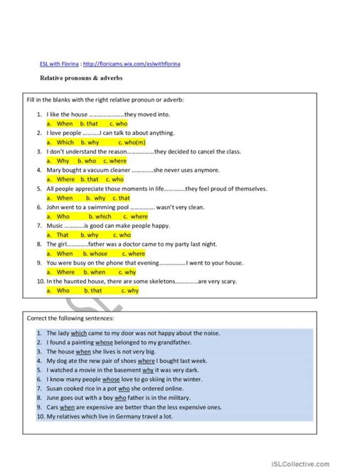 Relative Pronouns And Adverbs General… Français Fle Fiches Pedagogiques Pdf And Doc