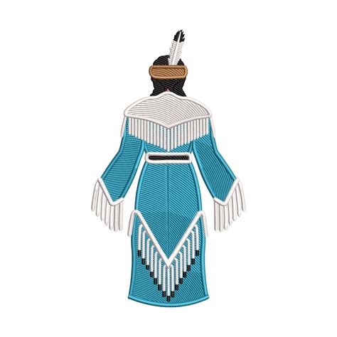 Native American Woman Fringe Dress Embroidery Design Traditional