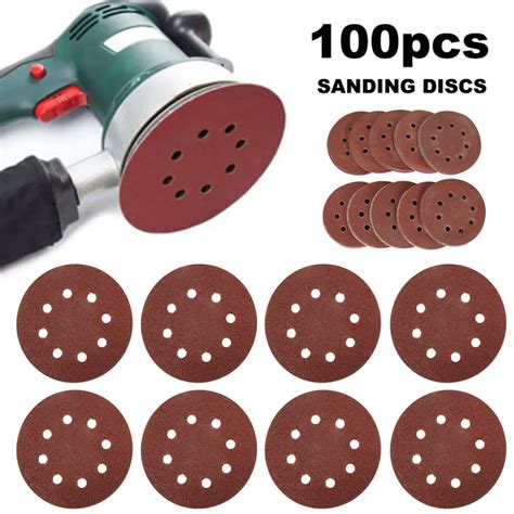 100pcs 5in Sander Disc 40 60 80 180 400 800 Grit Sandpaper Sheet Hook Loop Sanding Disc Sanding