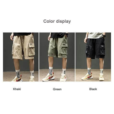 Live Great กางเกงชายสั้น กางเกงคาร์โก้ขาสั้นสำหรับผู้ชาย กางเกงลำลองเอวยืดมีกระเป๋าและกางเกงขา