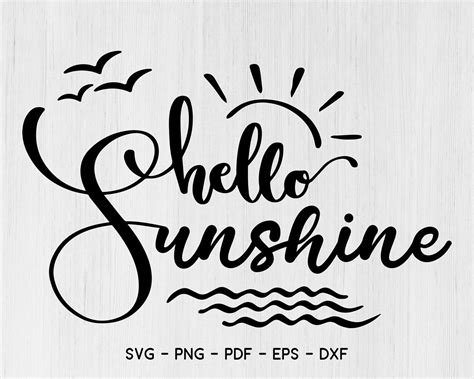 Hello Sunshine Summer Svgsun Svg File For Cricut Great For Etsy