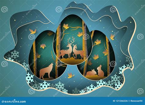 Deer And Wolf Posters Labels Emblem Cartoon Vector 73049273