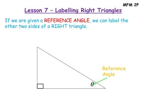 ppt i can label a right triangle s h ypotenuse reference angle