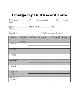 Emergency Drill Record Form By Lucky Ducky Tpt