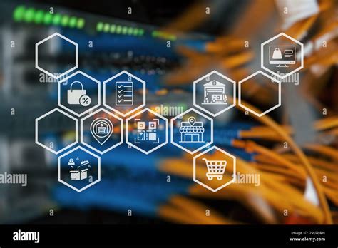 Server Background With Shop Icons Digital Marketing Media Website Ad