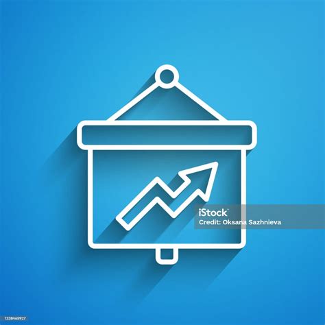 그래프 일정 차트 다이어그램 인포그래픽 파란색 배경에 격리된 원형 그래프 아이콘이 있는 화이트 라인 프리젠테이션 재무 비즈니스 보드 긴 그림자 벡터 개념에 대한 스톡 벡터