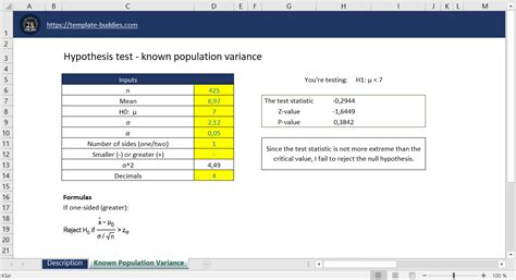 Hypothesis Testing Known Population Variance Template Buddies