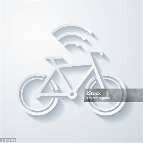 연결된 자전거 빈 배경에 종이 잘라내기 효과가 있는 아이콘 전기자전거에 대한 스톡 벡터 아트 및 기타 이미지 전기자전거 흰색 배경 3차원 형태 Istock