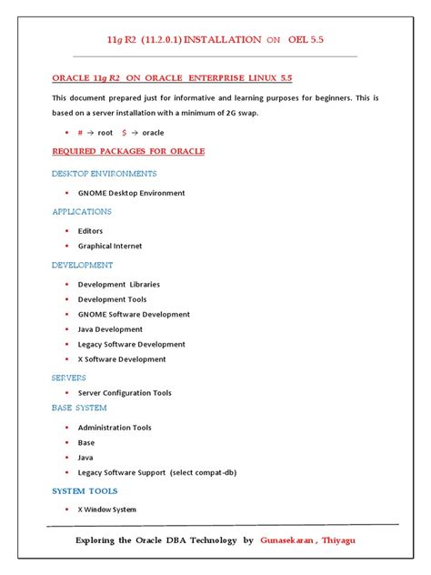 11g R2 Installation On Oracle Linux Pdf Desktop Environment System Software