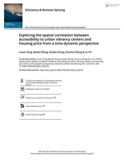 Pdf Exploring The Spatial Correlation Between Accessibility To Urban Vibrancy Centers And