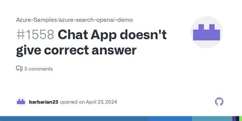 Chat App Doesnt Give Correct Answer · Issue 1558 · Azure Samples