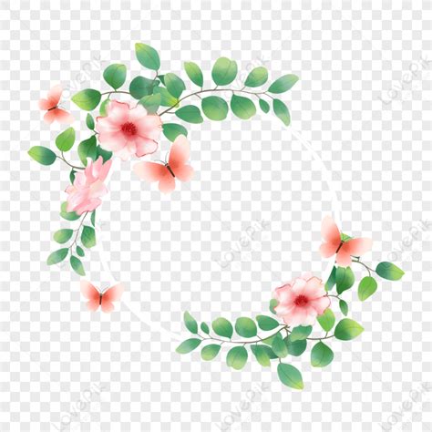 녹색 식물 꽃 일러스트 수채화 나비 테두리입니다아름다운장식적인 Png 일러스트 무료 다운로드 Lovepik