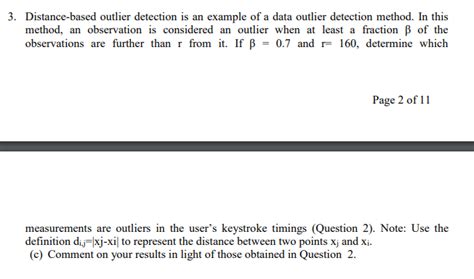 Distance Based Outlier Detection Is An Example Of Chegg