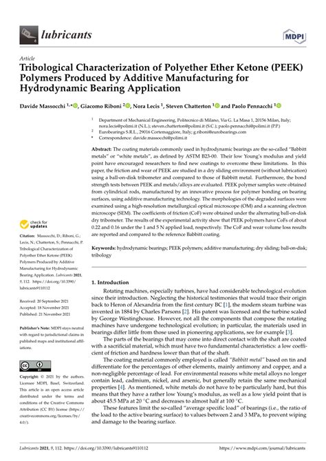 Pdf Tribological Characterization Of Polyether Ether Ketone Peek