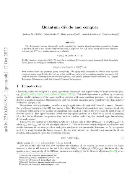 Quantum Divide And Conquer Deepai