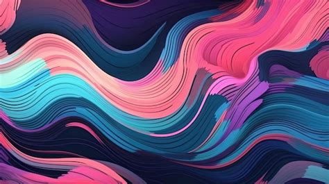 Premium Ai Image Hand Drawn Abstract Dynamic Colorful Waves Pattern