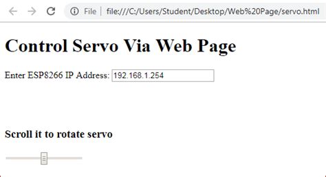 Esp8266 Based Webserver To Control Servo Motor From Webpage