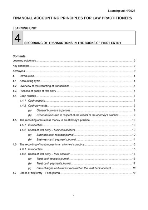 Fac1503 2023 Learning Unit 4 Financial Accounting Principles For Law Practitioners Recording