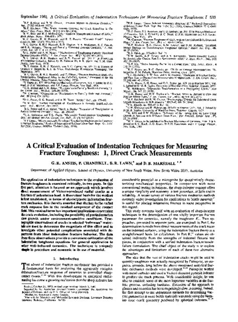 Pdf A Critical Evaluation Of Indentation Techniques For Measuring Fracture Toughness Ii