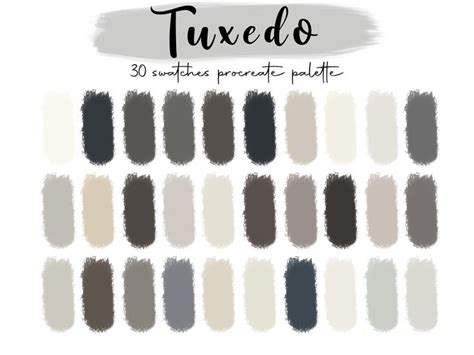 Tuxedo Procreate Palette 30 Hex Color Codes Instant Digital Download Ipad Pro Art