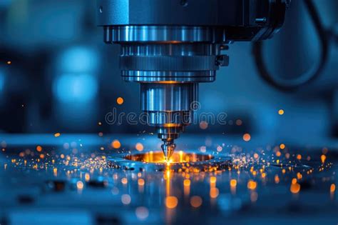 Advanced Cnc Milling Machine In Operation Cutting Metal Parts With Precisio Stock Illustration