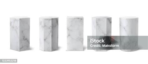 흰색 배경에 설정 된 고전적인 현실적인 흰색 대리석 3d 연단 박물관 대리석에 대한 스톡 벡터 아트 및 기타 이미지 대리석 대리석 효과 블록 Istock