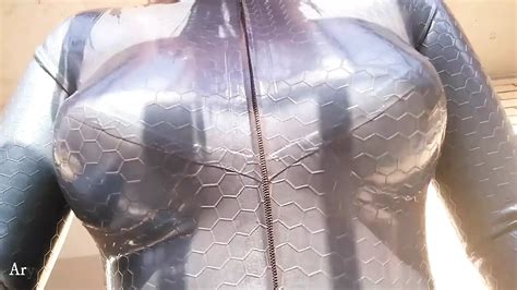 Latex Rubber Fetish Catsuit Homemade Video Of Curvy Girl In Texturized