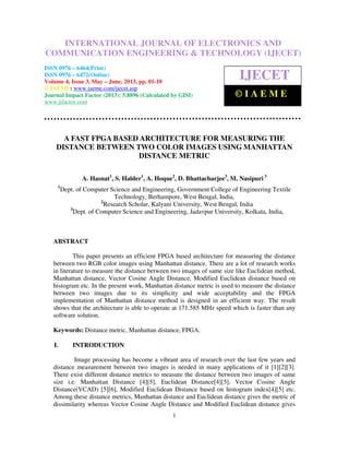 A Fast Fpga Based Architecture For Measuring The Distance Between PDF Computing Technology