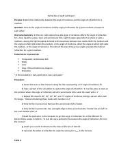 Refraction Of Light Lab Report Docx Refraction Of Light Lab Report Purpose Explore The