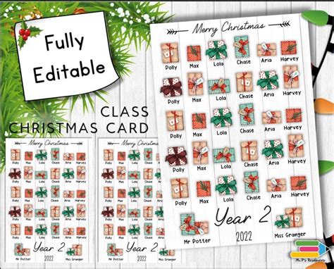 Personalised Class Christmas Card Wrapped Ts Mr Ps Resources