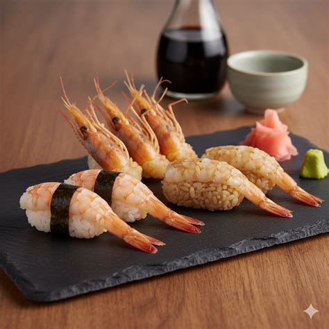 Ama Ebi Sweet Shrimp Buttery Melt‑in‑your‑mouth Nigiri With Fried