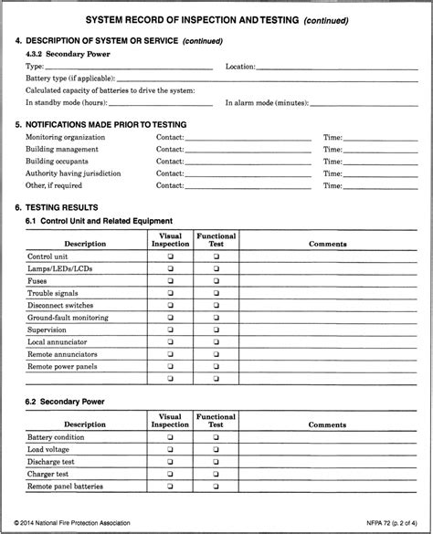 System Record Of Inspection And Testing Form Fillable Printable Forms Free Online