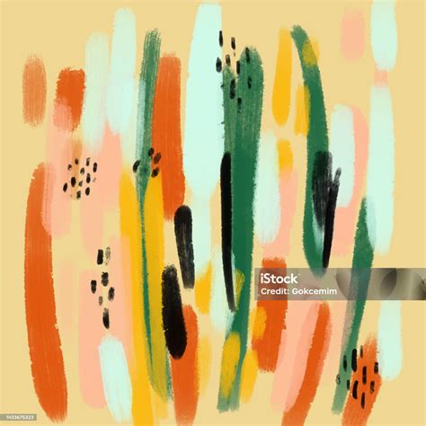 추상적 인 트렌디 한 손으로 그린 패턴과 컬러 브러쉬 스트로크 브러쉬 스트로크 그런 지 스케치 낙서 페인트 수채화 스케치 수채화에 대한 스톡 벡터 아트 및 기타 이미지